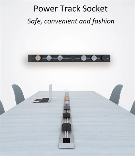 Electrical Removable Power Rail Socket Embedded Track Socket For Funiture Wall Tabletop Socket