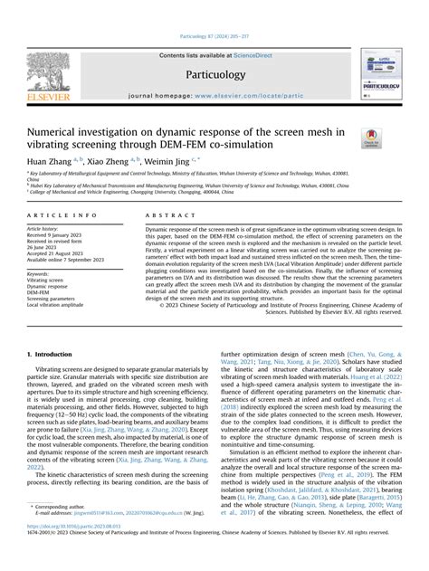 Pdf Numerical Investigation On Dynamic Response Of The Screen Mesh In Vibrating Screening