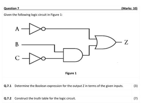 solved given the following logic circuit in figure 1 figure