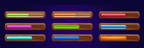 Progress Bar Game Interface Level Loading Speed Vector Image