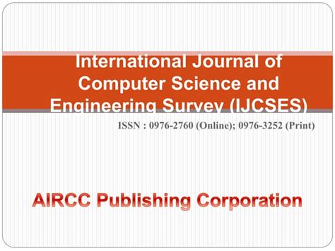 Call For Papers International Journal Of Computer Science And