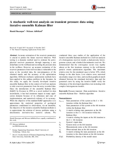 Pdf A Stochastic Well Test Analysis On Transient Pressure Data Using