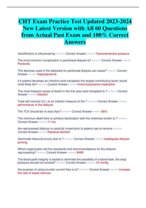 Cht Exam Practice Test Updated New Latest Version With All 60 Questions