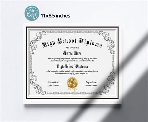 High School Diploma Template Editable Home School Diploma Printable