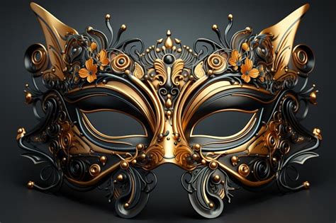 Premium Vector Golden Venetian Mask Realistic With Laser Cut Gold