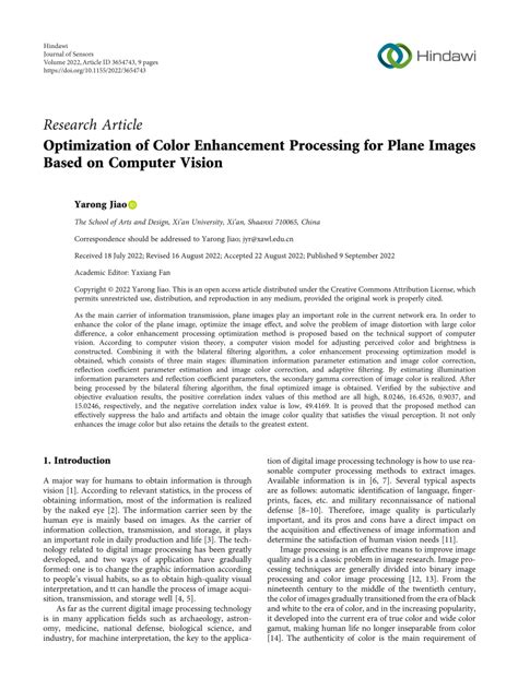 pdf optimization of color enhancement processing for plane images