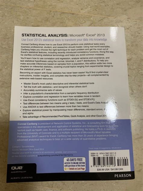 Statistical Analysis Microsoft Excel 2013 Computers And Tech Office