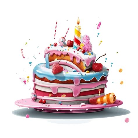 Eine Geburtstagstorte Mit Einer Torte Und Einer Torte Darauf Premium