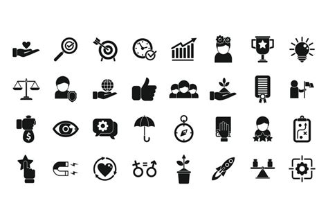 Core Values Icons Set Simple Vector Client Innovation