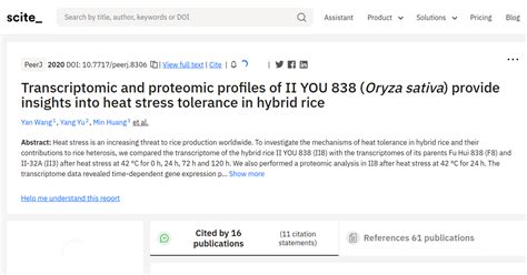 [citation Report] Transcriptomic And Proteomic Profiles Of Ii You 838