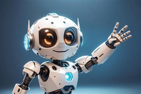 Premium Ai Image Cute Robot Waving Hand With A Smile Over Minimal Background With