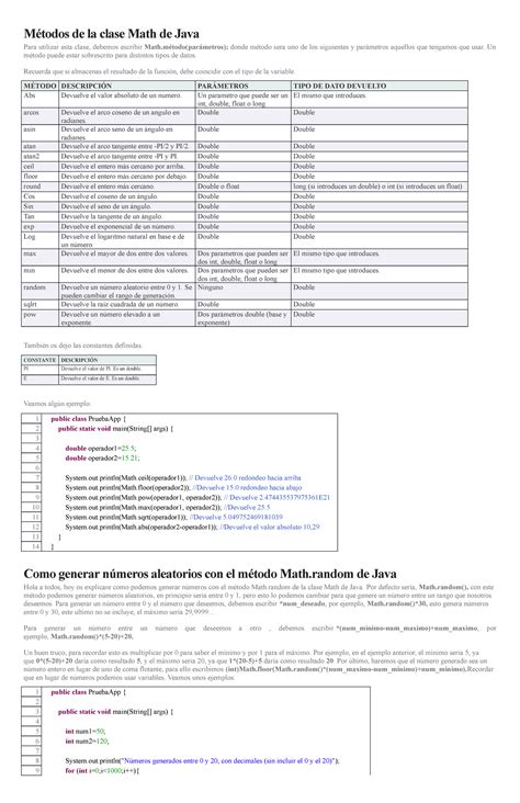 Libreria Math De Java Librera De Java Completo Para Progracion Poo