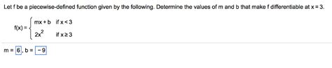 Solved By The Following Determine The Values Of M And B That Chegg