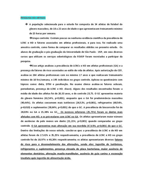 Prevalência De Lcnc Download Grátis Pdf Dente Odontologia