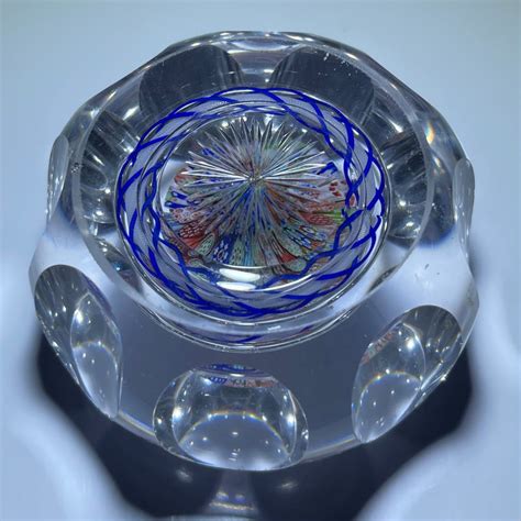 Antique Baccarat Art Glass Paperweight Faceted Closepack Millefiori Mu