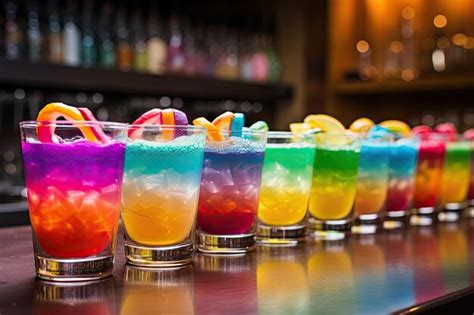 Premium Ai Image Boozy Rainbow A Colorful Cocktail Extravaganza