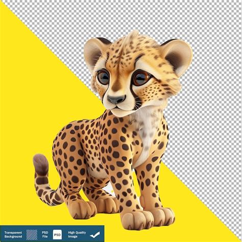 귀여운 치타 3d 이소메트릭 렌더링 하 배경 투명 배경 Png Psd 프리미엄 Ai 생성 Psd