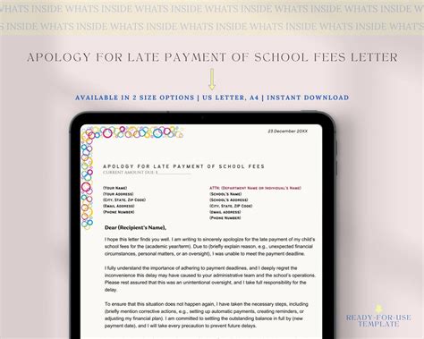 Apology For Late Payment Of School Fees Letter Templatelate Payment Of
