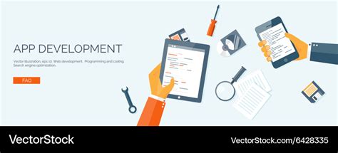 Flat Header Programming Royalty Free Vector Image