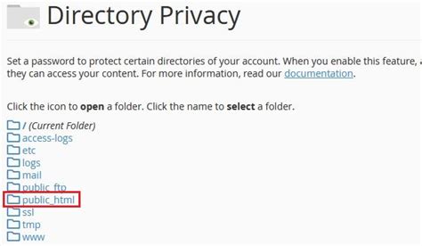 Directory Privacy Password Protected Directory