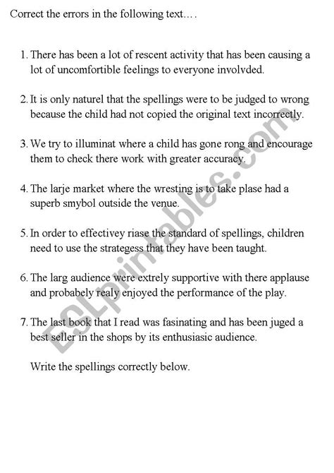 Correct The Errors In The Text Esl Worksheet By Dillydi