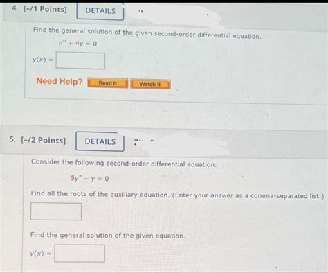 Solved Find The General Solution Of The Given Second Order Chegg
