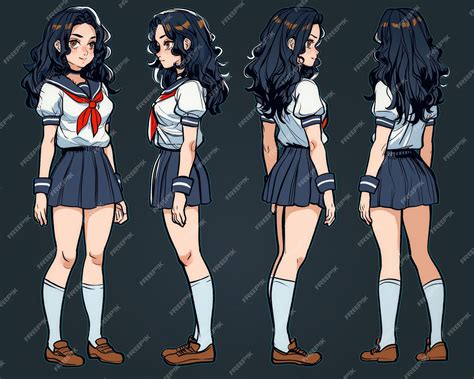 Character Design Anime School Girl Premium Ai Generated Vector