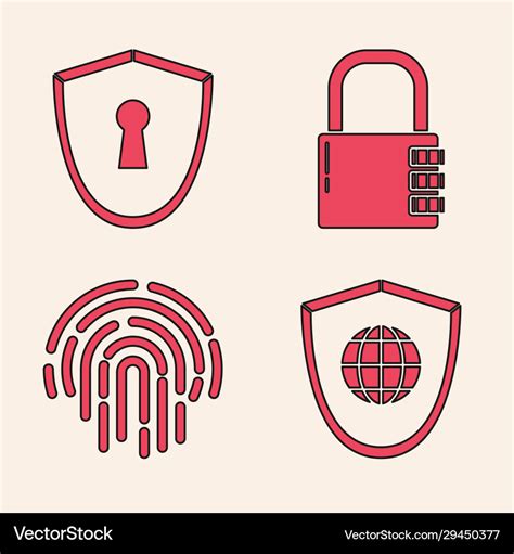 Set Shield With World Globe Shield With Keyhole Vector Image