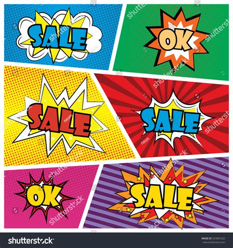 Comics Speech Bubble Expressions Stickers Setstock Stock Vector