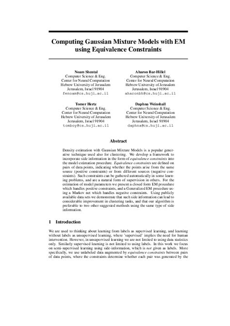 Pdf Computing Gaussian Mixture Models With Em Using Equivalence