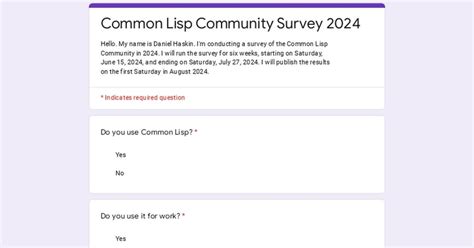 Common Lisp Community Survey Form 2024 Rlisp