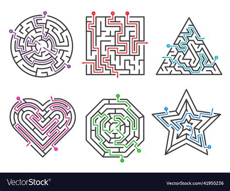 Game Maze Labyrinth Collections Various Shapes Vector Image
