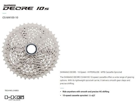 Shimano Deore Mtb Cassette 10 Speed Cs M4100 Lazada