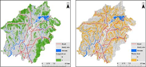 Habitat Suitability Map Of Leopard Cat Left And Water Deer Right