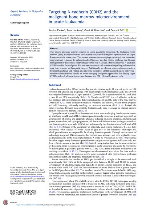 PDF Targeting N Cadherin CDH2 And The Malignant Bone Marrow