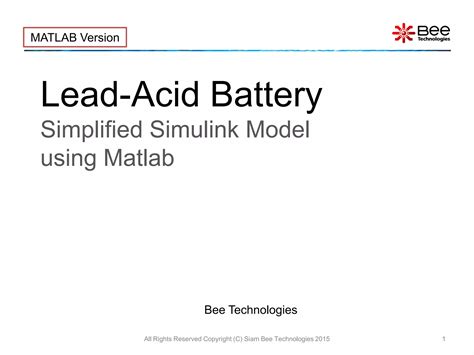 Lead Acid Battery Simplified Simulink Model Using Matlab Pdf
