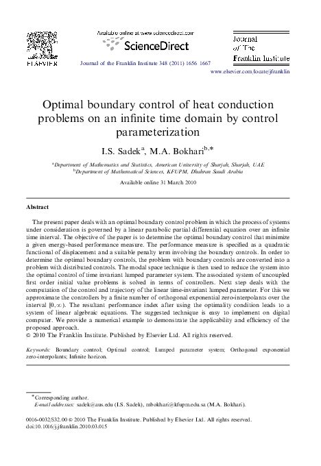 Pdf Optimal Boundary Control Of Heat Conduction Problems On An Infinite Time Domain By Control