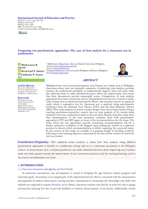(PDF) Comparing two psychometric approaches: The case of item analysis ...