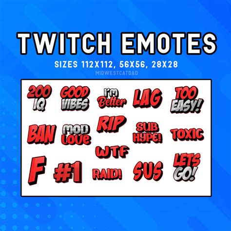 Twitch Emotes Red Bubble Text Emotes Emote Pack Emote Bundle Text Discord Emote Twitch