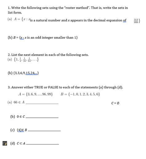 Solved Write The Following Sets Using The Roster Chegg Com