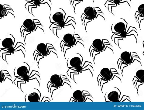 Seamless Pattern With Black Widow Spiders Stock Vector Illustration