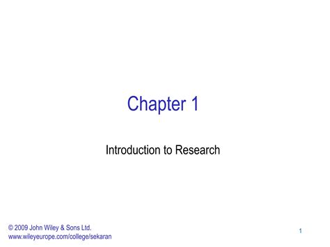 Chapter One Introduction To Researchppt