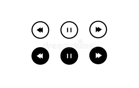 Media Control Icon Set With Play Pause Stop Forward Rewind Stock