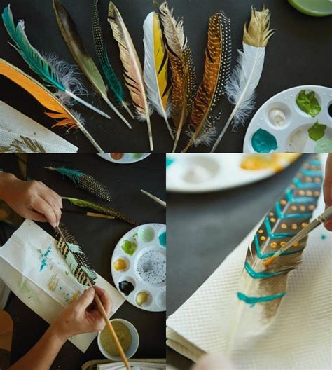 Idée Déco Diy Plumes Décoratives Bricolage Original Faire Soi Même Peinture De Plume Plumes