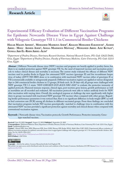 Pdf Experimental Efficacy Evaluation Of Different Vaccination