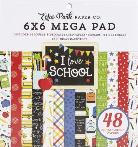 Echo Park Double Sided Mega Paper Pad 6 X6 48pkg I Love School 1