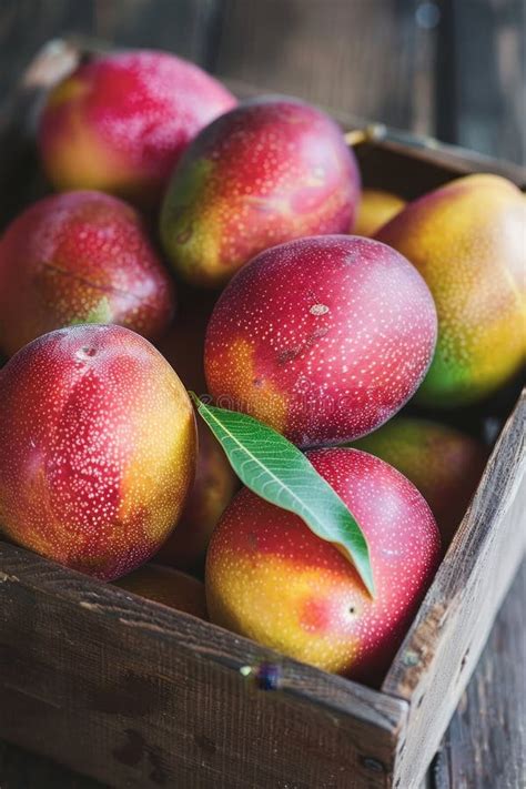 Rustic Warehouse Setting With Fresh Mangoes In Wooden Crates Perfect