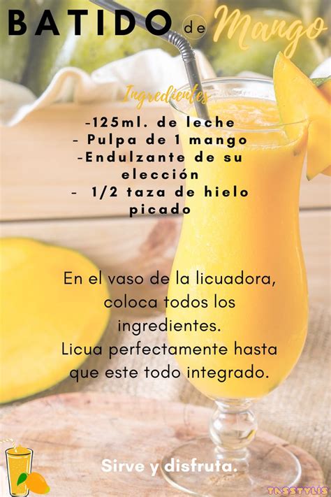 Batido De Mango Batido De Mango Batidos De Frutas Recetas Recetas