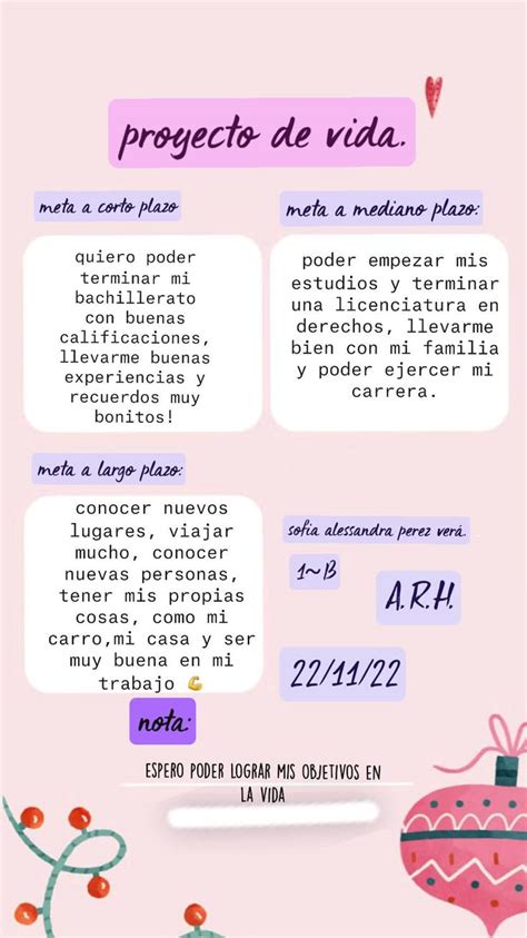 Proyecto De Vida Meta A Corto Plazo Meta A Mediano Plazo Meta A Largo
