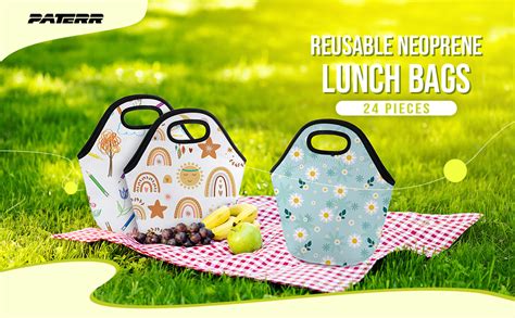 Paterr 24 Pieces Sublimation Blanks Neoprene Lunch Bag